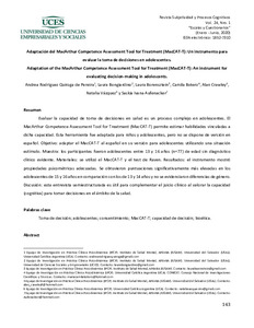 Adaptación del MacArthur Competence Assessment Tool for Treatment ...